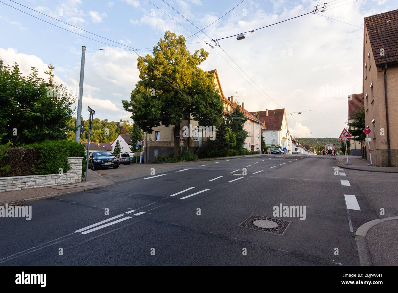 Typical german houses and street in Feuerbacher Tal neighborhood in ...