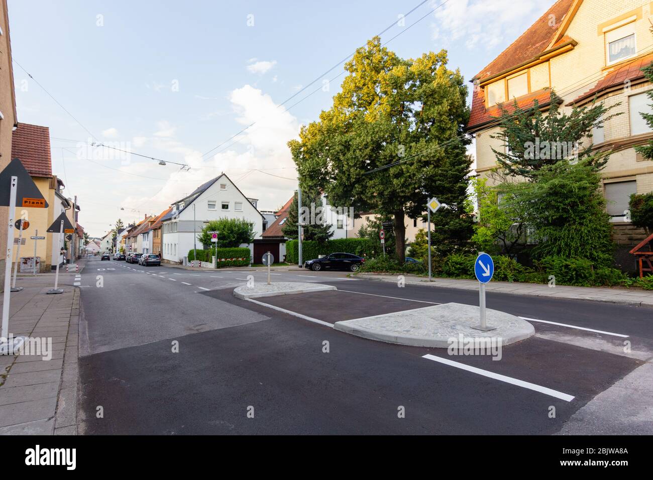 Typical german houses and street in Feuerbacher Tal neighborhood in ...