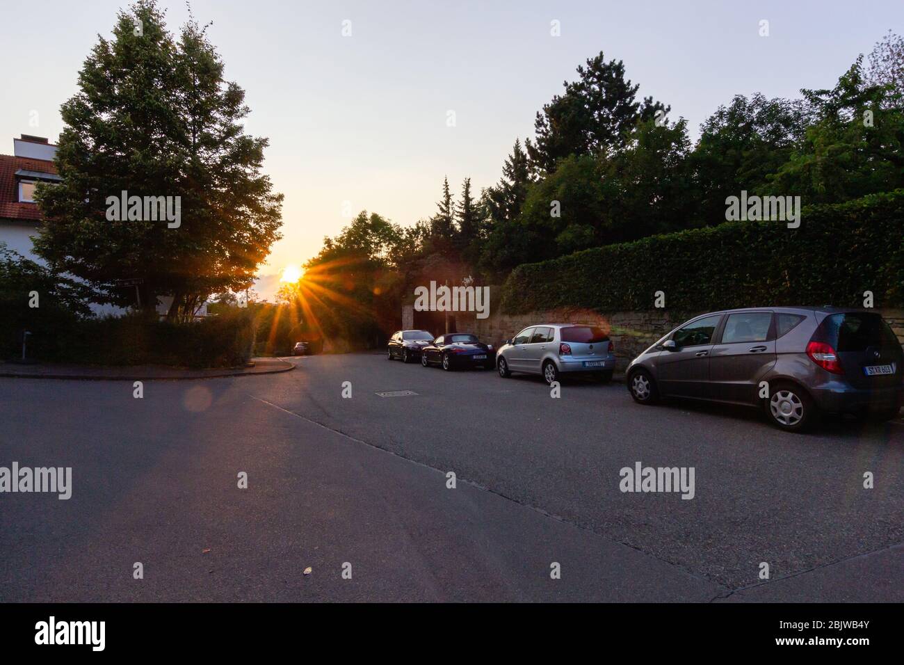 Typical german houses and street in An der Burg neighborhood in ...