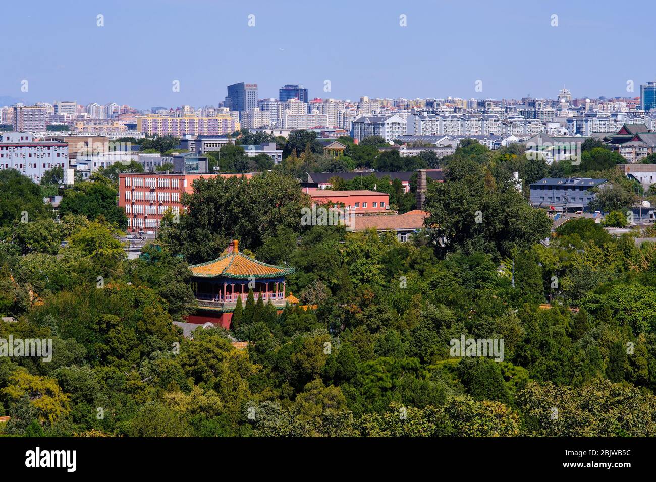 Beijing/ China - October 8, 2018: Aerial view of Beijing from Jingshan ...