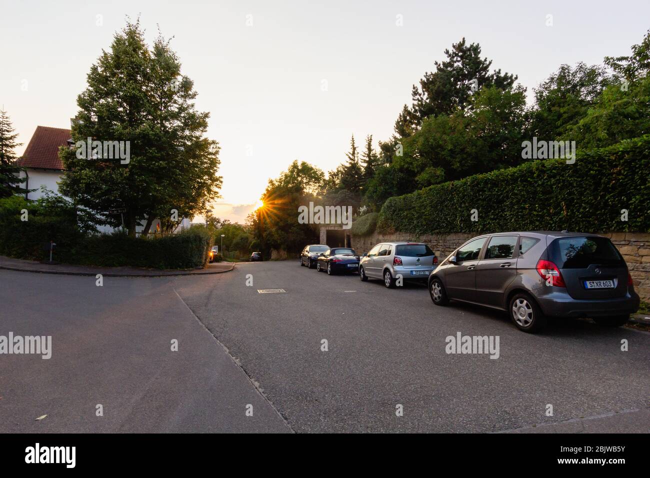 Typical german houses and street in An der Burg neighborhood in ...