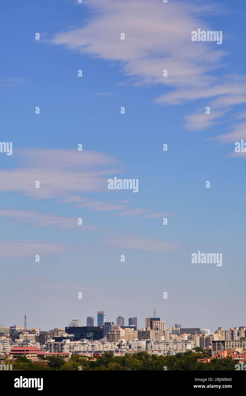 Aerial view of the Wangjing district in Beijing from Jingshan Park ...