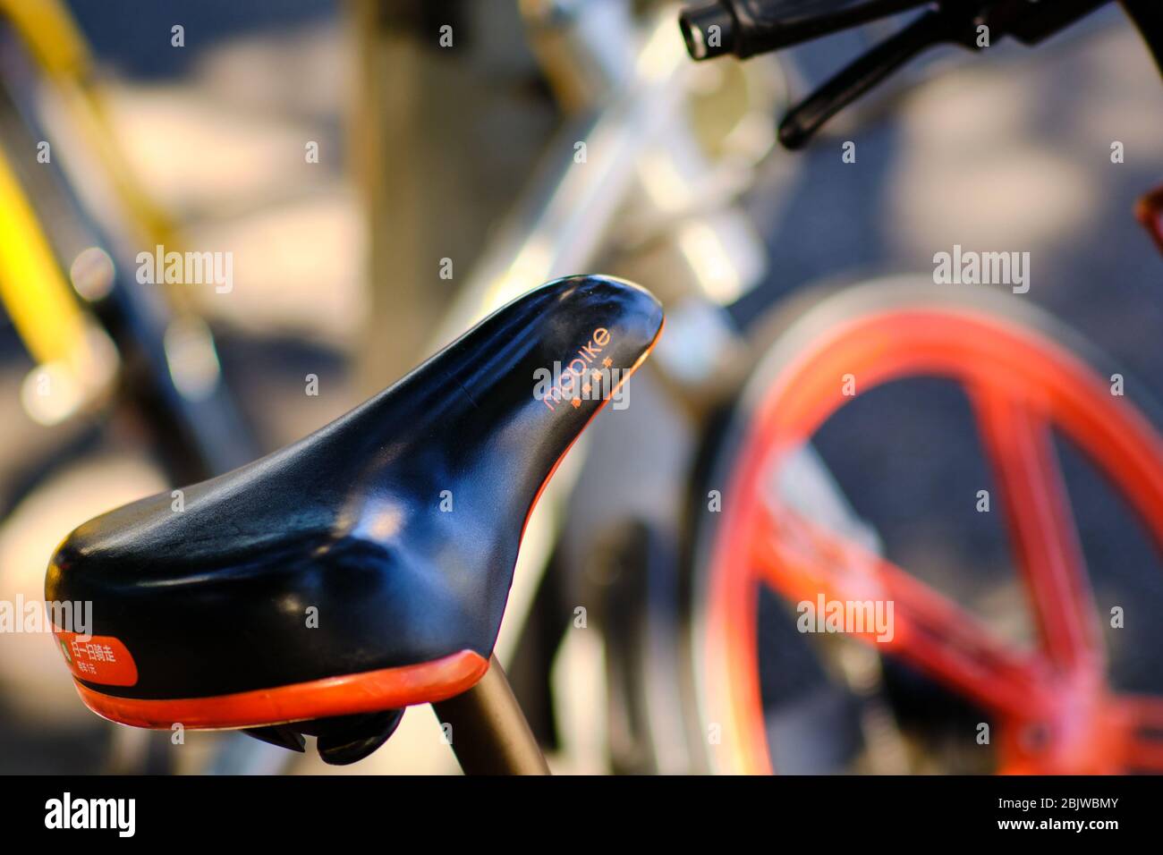Beijing / China - October 8, 2018: Mobike bicycle-sharing system ...