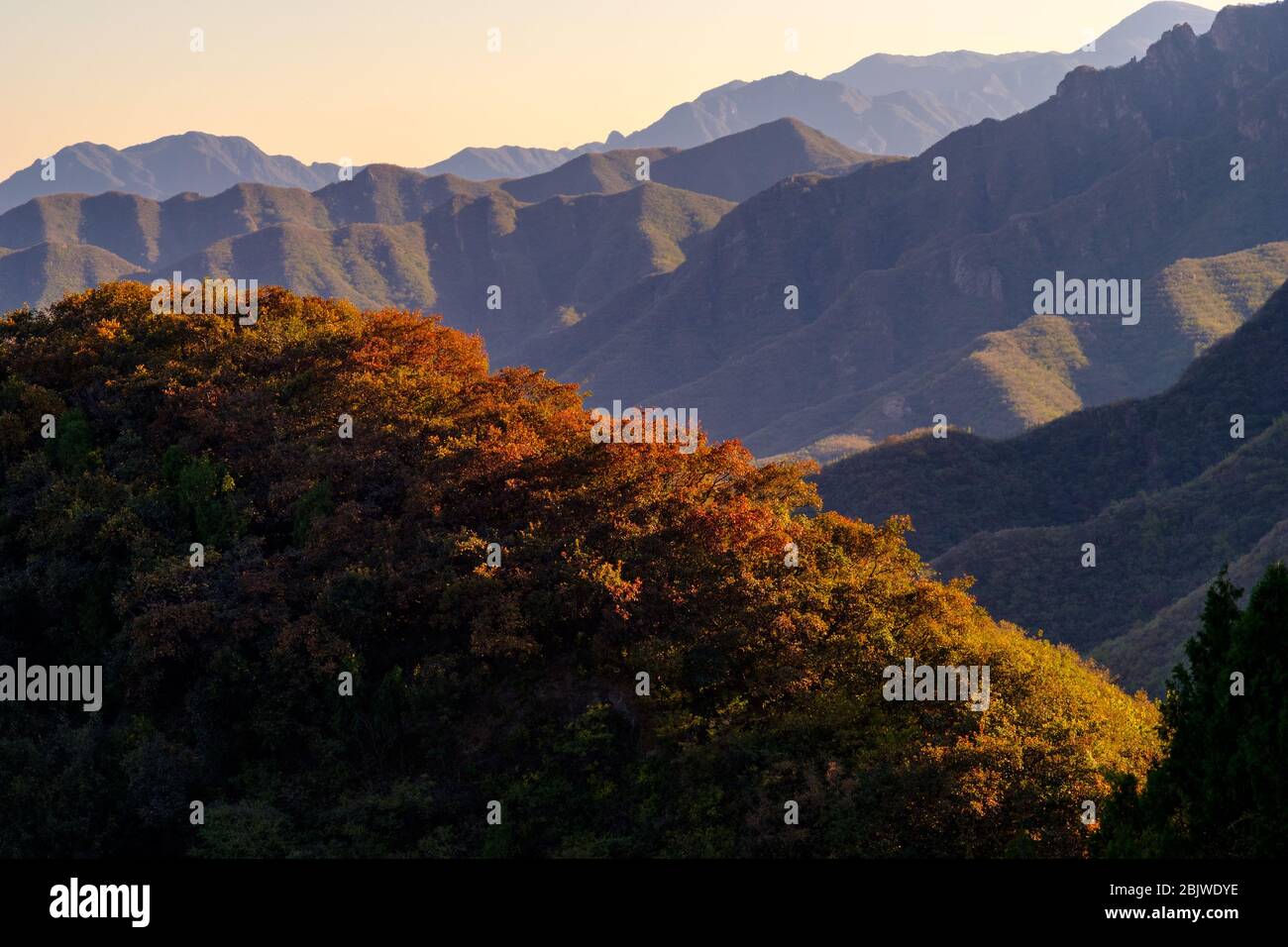 Mountain ranges surrounding the Juyongguan (Juyong Pass) of the Great ...
