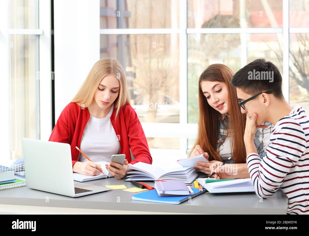 Female students preparing test hi-res stock photography and images - Alamy