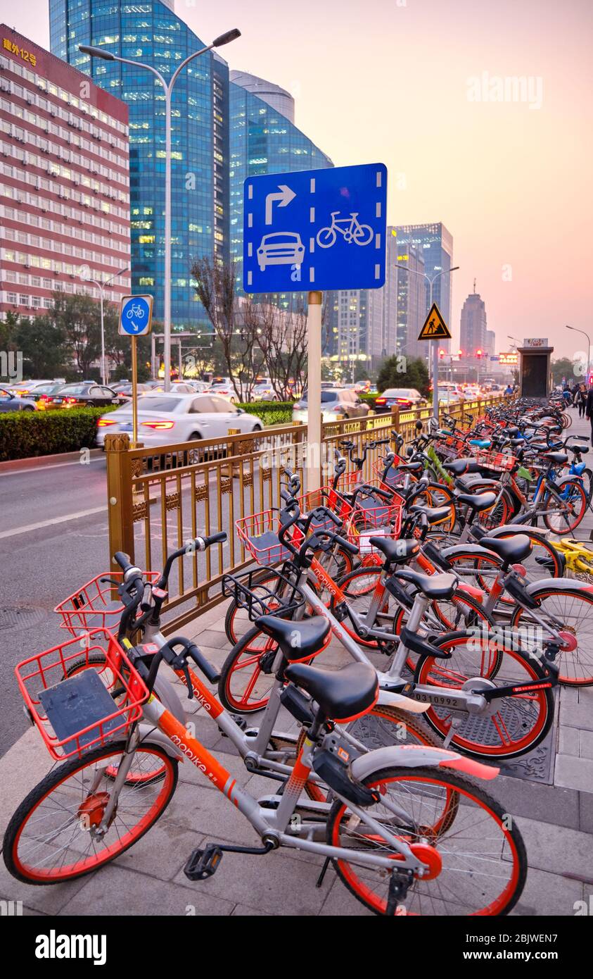 Beijing / China - October 12, 2018: Mobike bicycle-sharing system ...