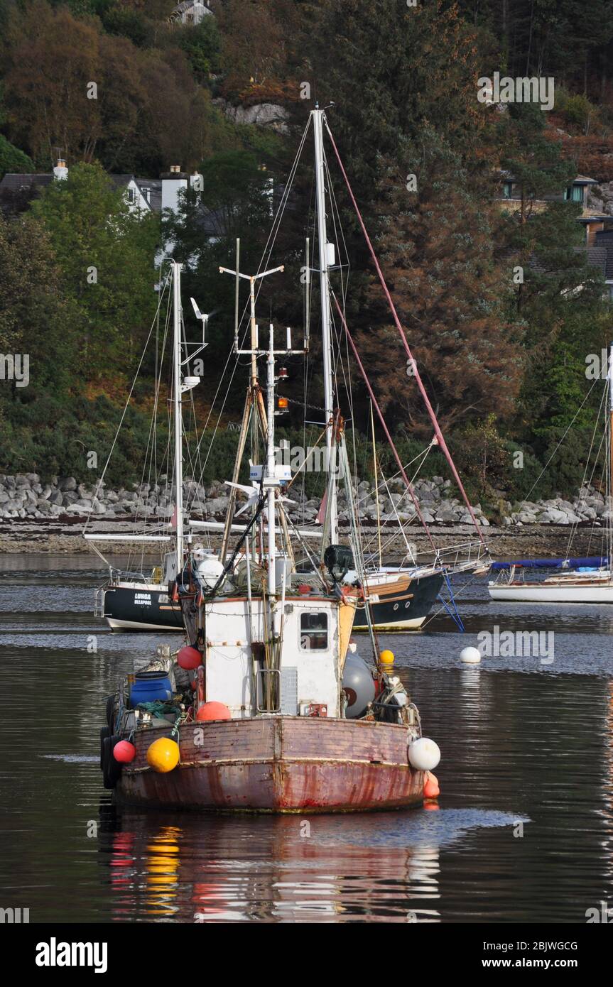 Fishing boats, Ullapool harbour, Ross and Cromarty, Scottish Highlands ...