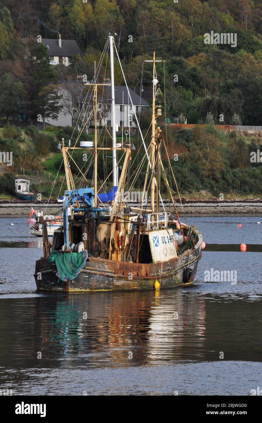 Fishing boats, Ullapool harbour, Ross and Cromarty, Scottish Highlands ...