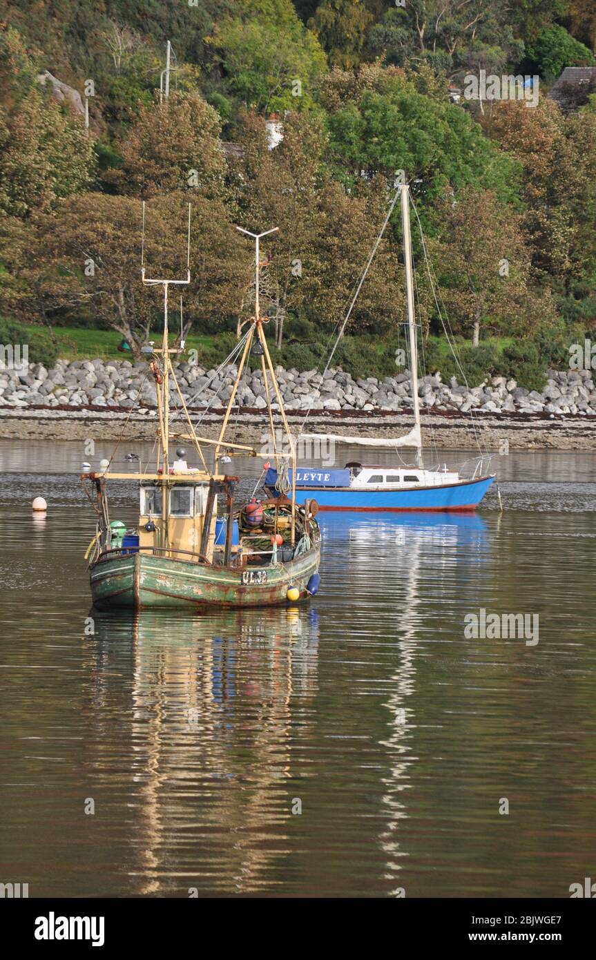 Fishing boats, Ullapool harbour, Ross and Cromarty, Scottish Highlands ...
