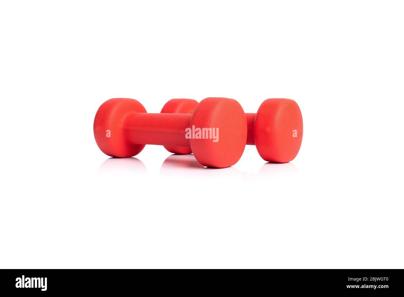 A pair of red dumbbells isolated on white background Stock Photo - Alamy