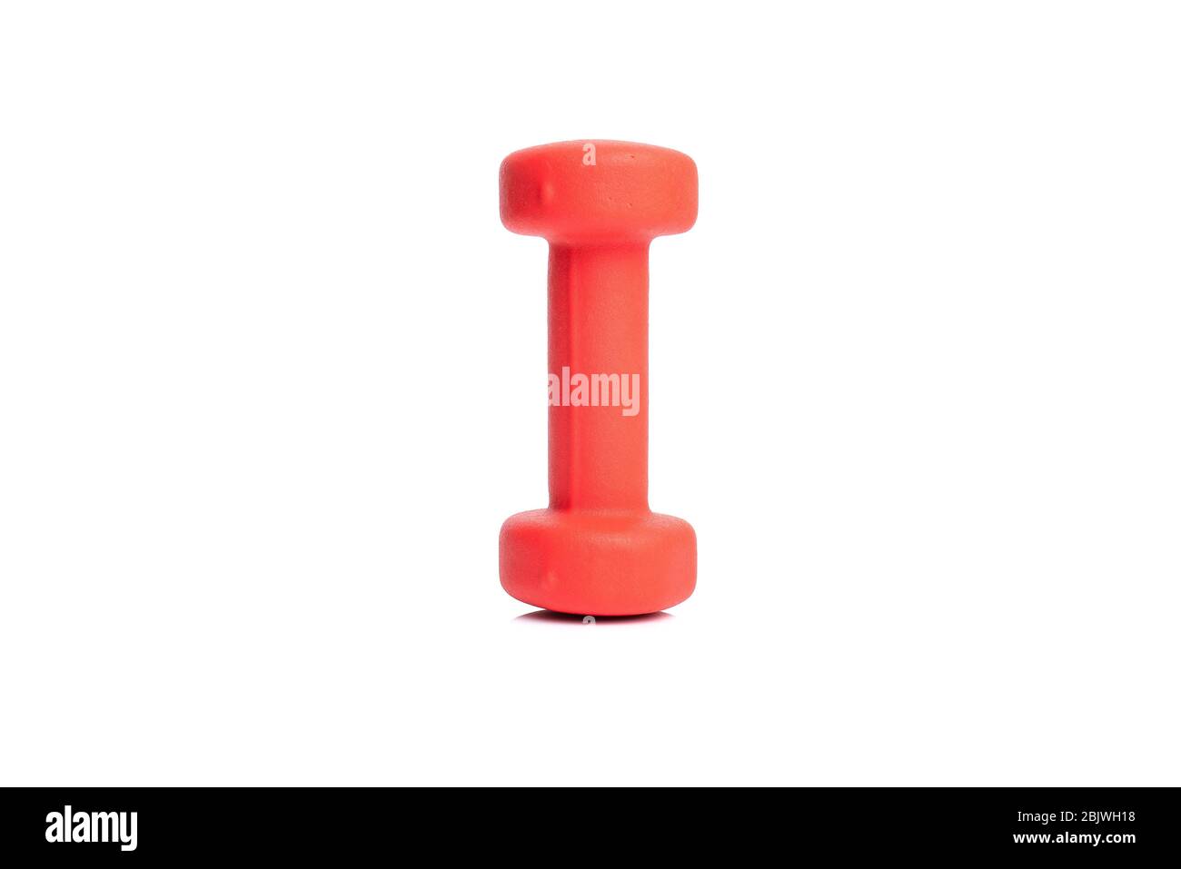 Red dumbbell with a soft covering isolated on white background Stock ...