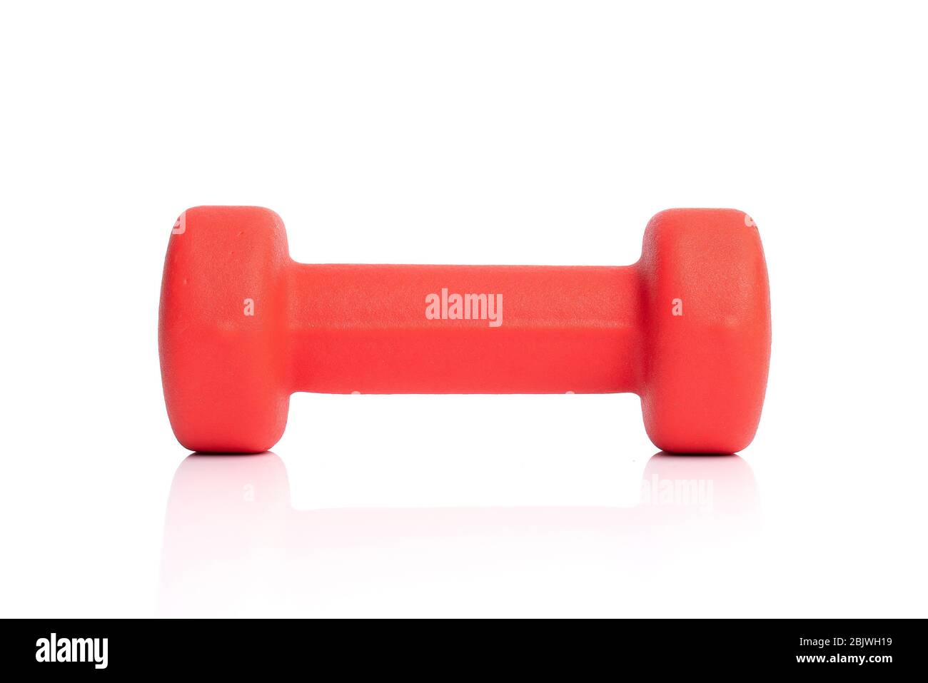 Single hand weights isolated on white background, red dumbbell Stock ...