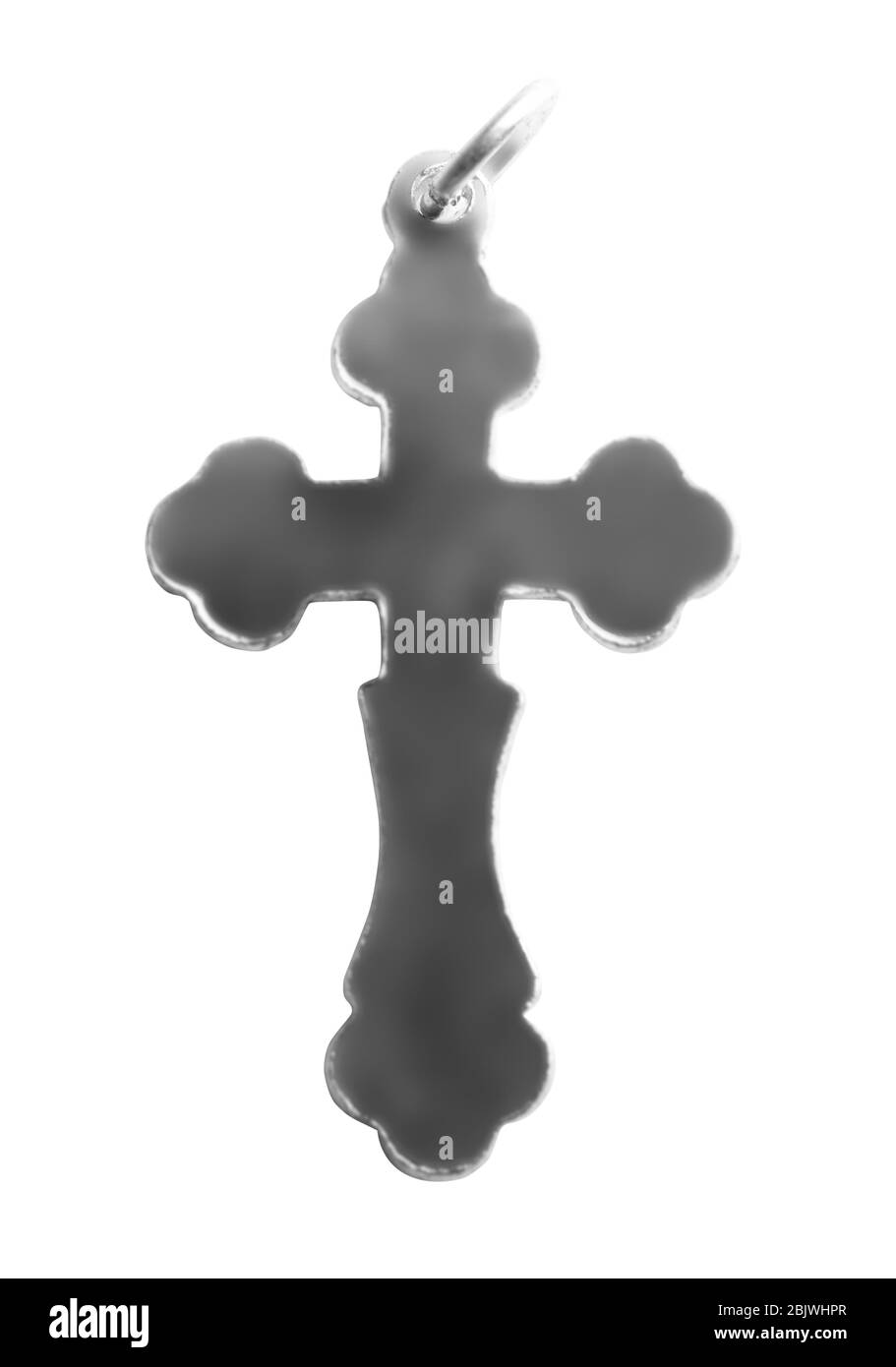 Metal cross on white background Stock Photo - Alamy