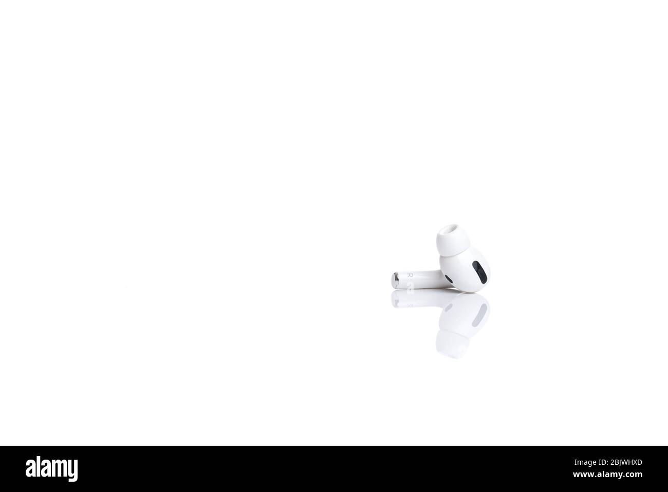 White single wireless headphone isolated over white background Stock ...