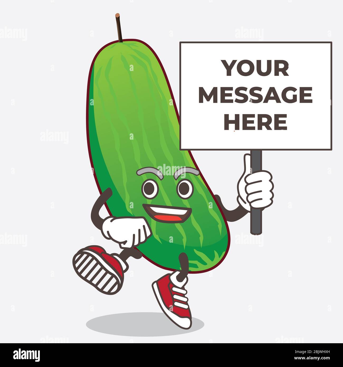An illustration of Cucumber cartoon mascot character with board sign ...