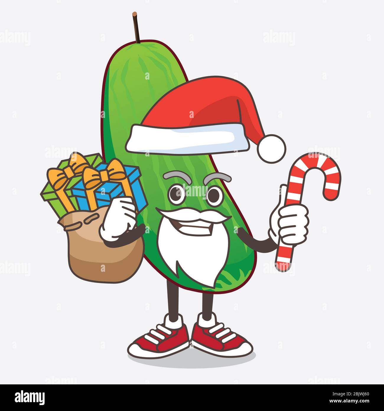 An illustration of Cucumber cartoon mascot character in Santa costume ...