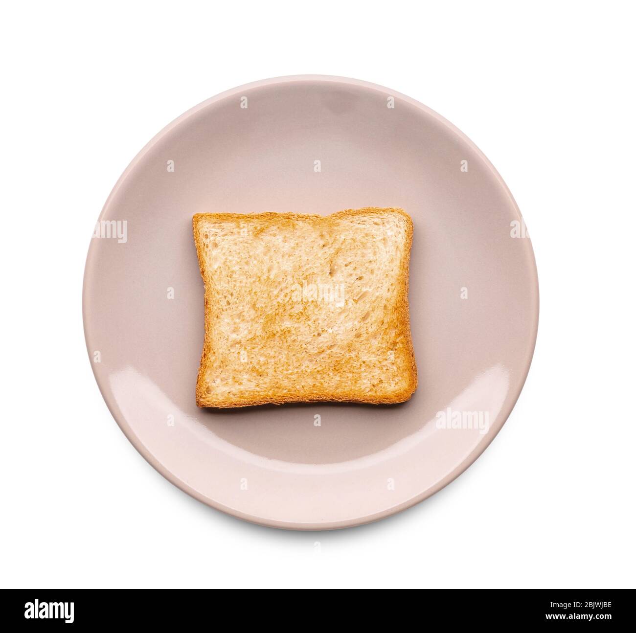 Plate with tasty toasted bread on white background Stock Photo - Alamy