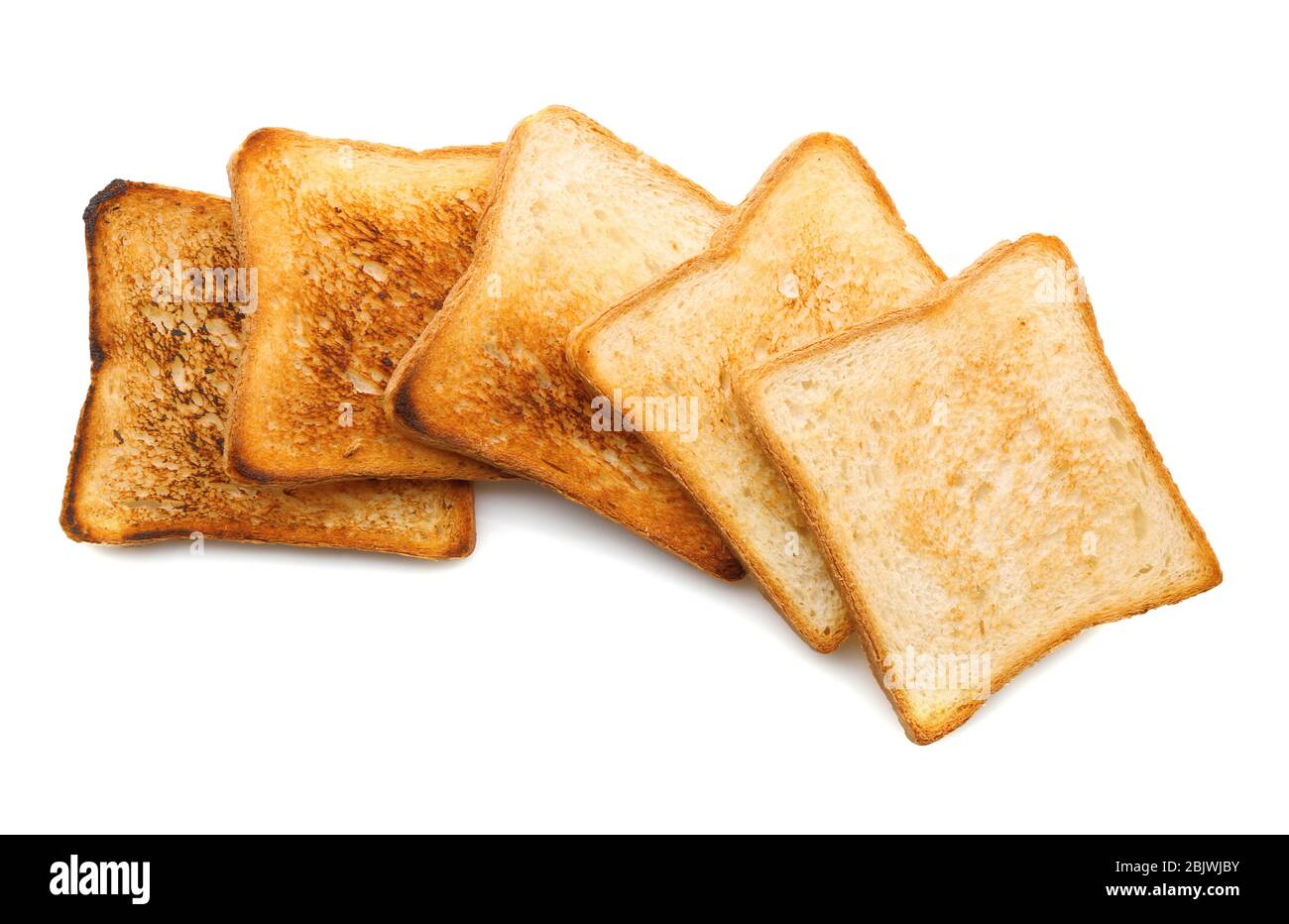 Tasty toasted bread on white background Stock Photo - Alamy