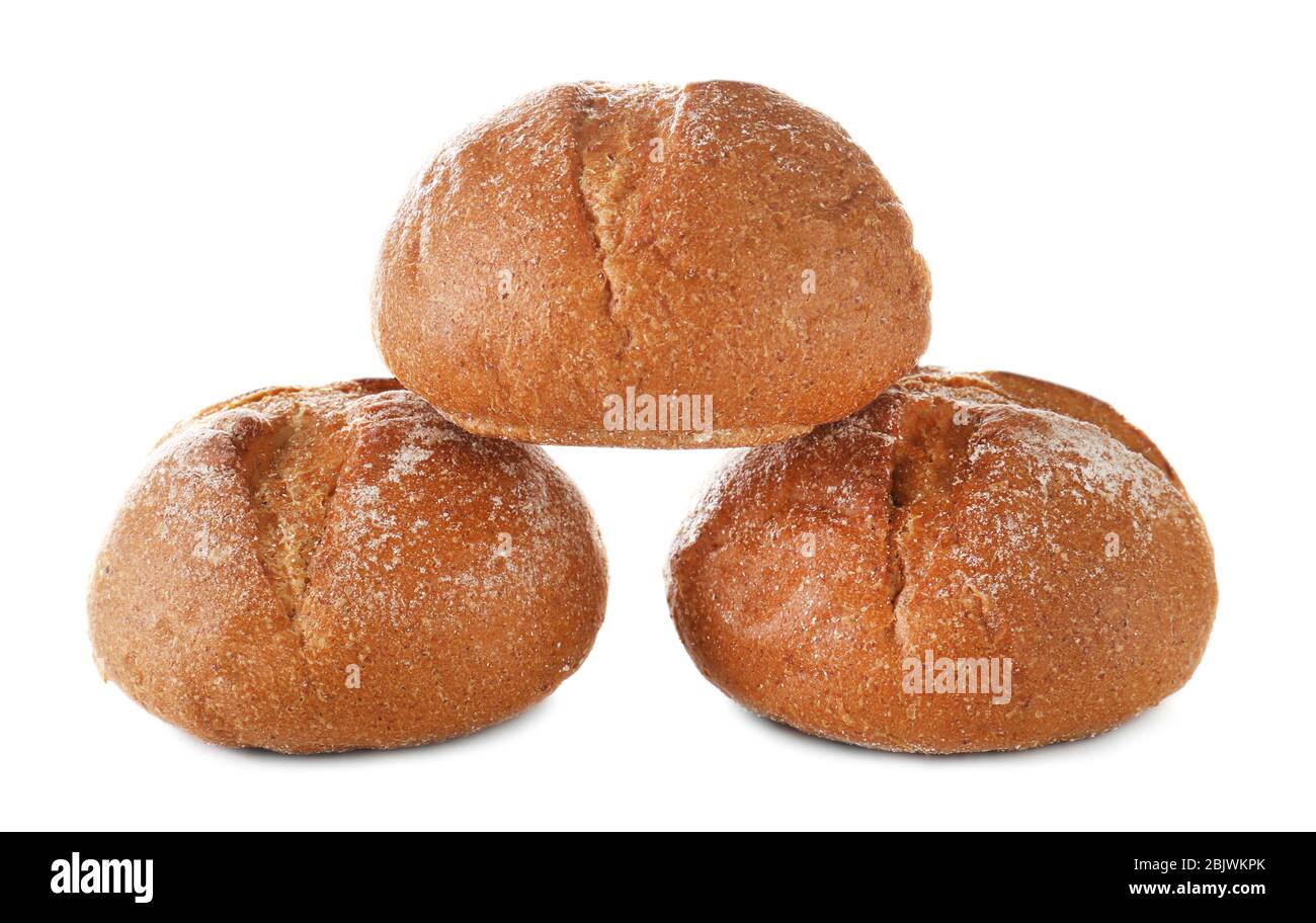 Fresh tasty buns isolated on white Stock Photo - Alamy
