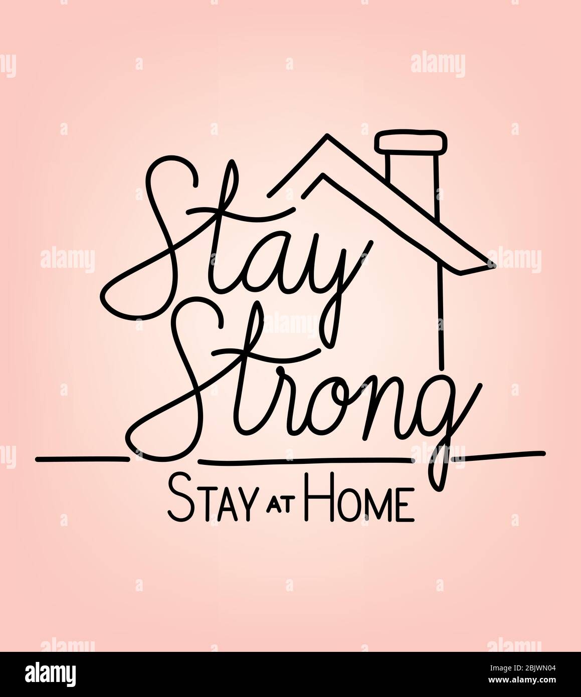 Stay strong and at home text with house vector design Stock Vector ...