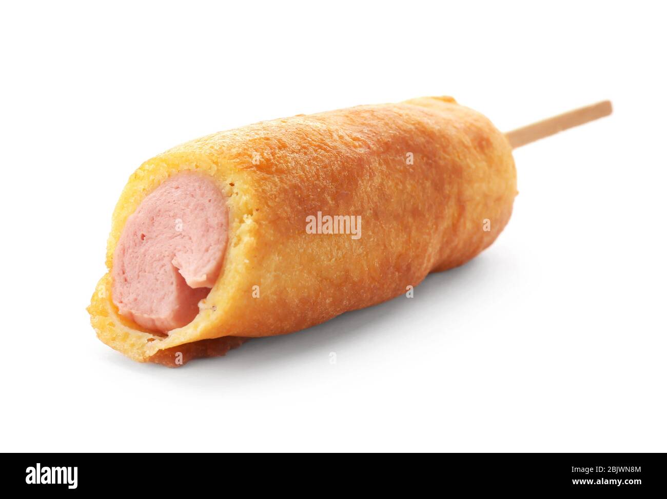 Tasty corn dog on white background Stock Photo - Alamy