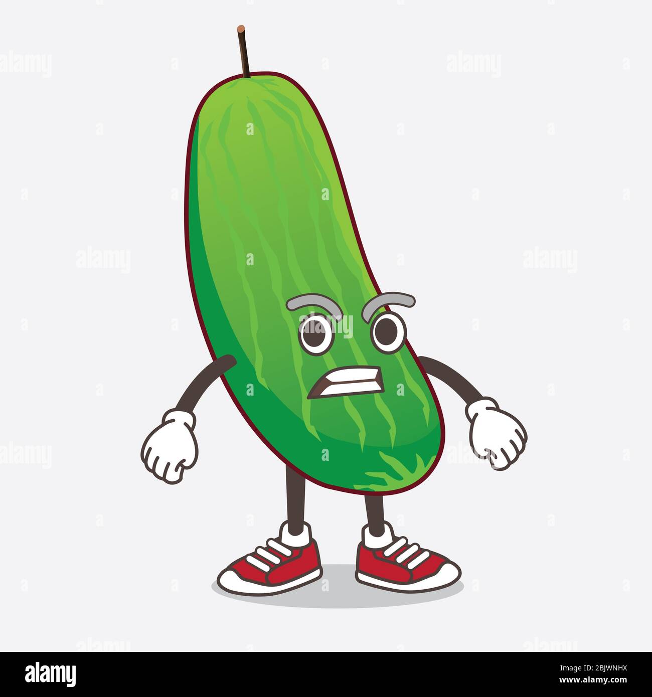 An illustration of Cucumber cartoon mascot character with angry face ...