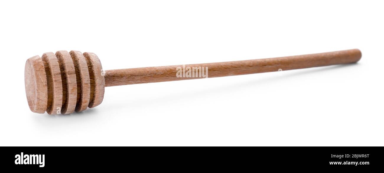 Wooden honey dipper on white background. Handcrafted cooking utensils ...