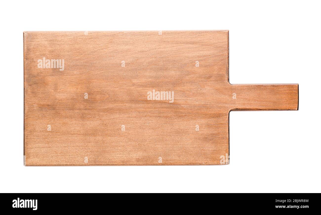 Wooden board on white background. Handcrafted cooking utensils Stock ...