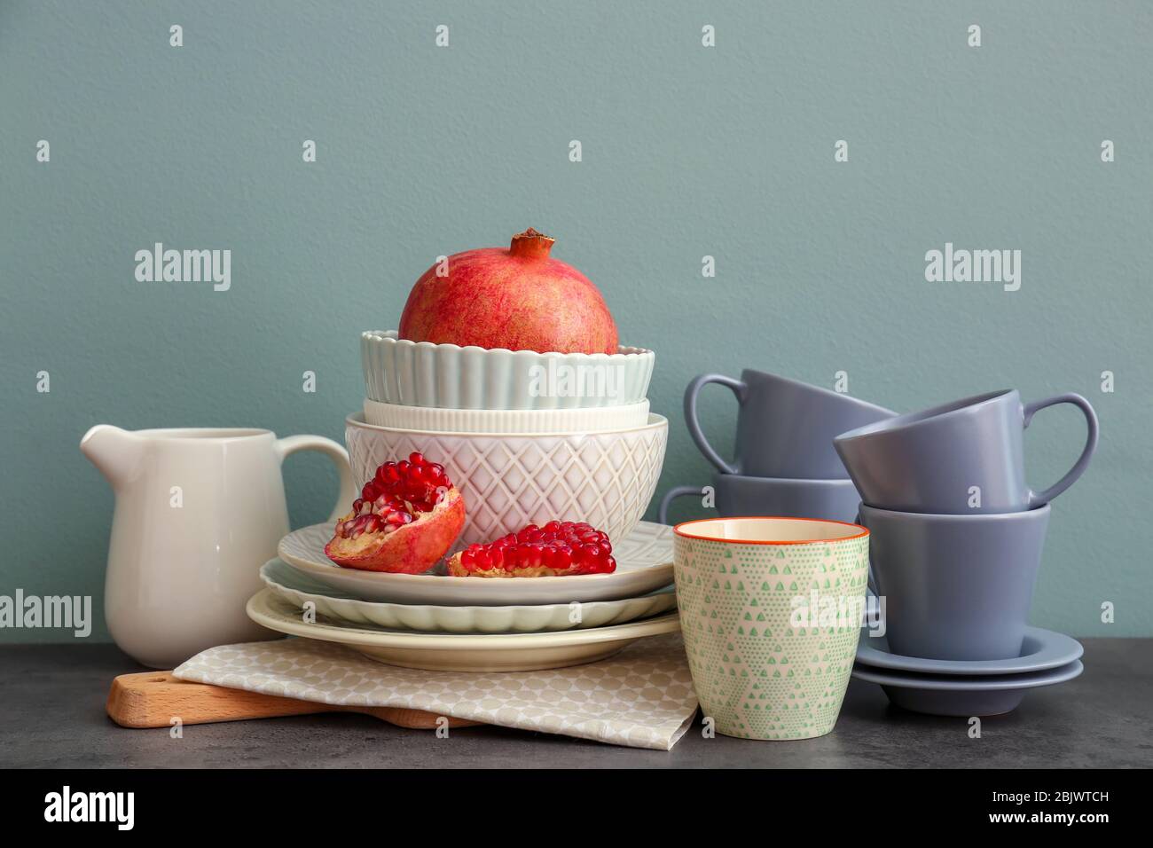 Table cups fruit bowl set hi-res stock photography and images - Alamy