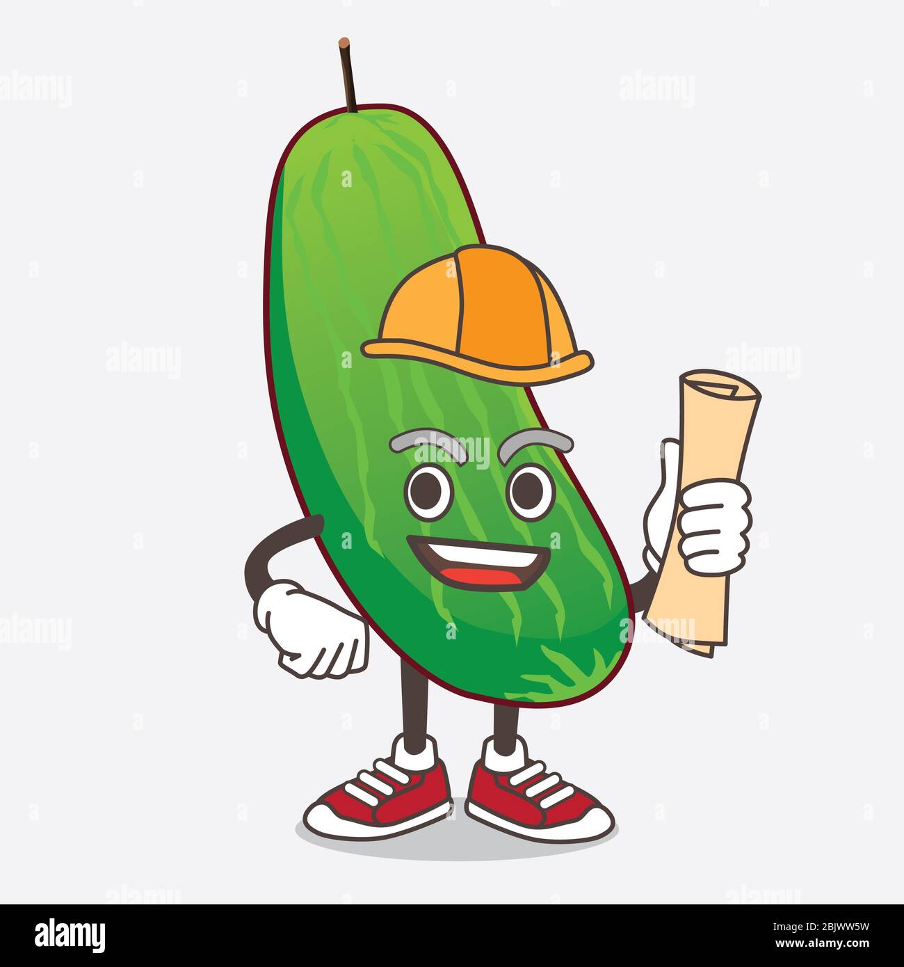 An illustration of Cucumber architect cartoon mascot character having ...