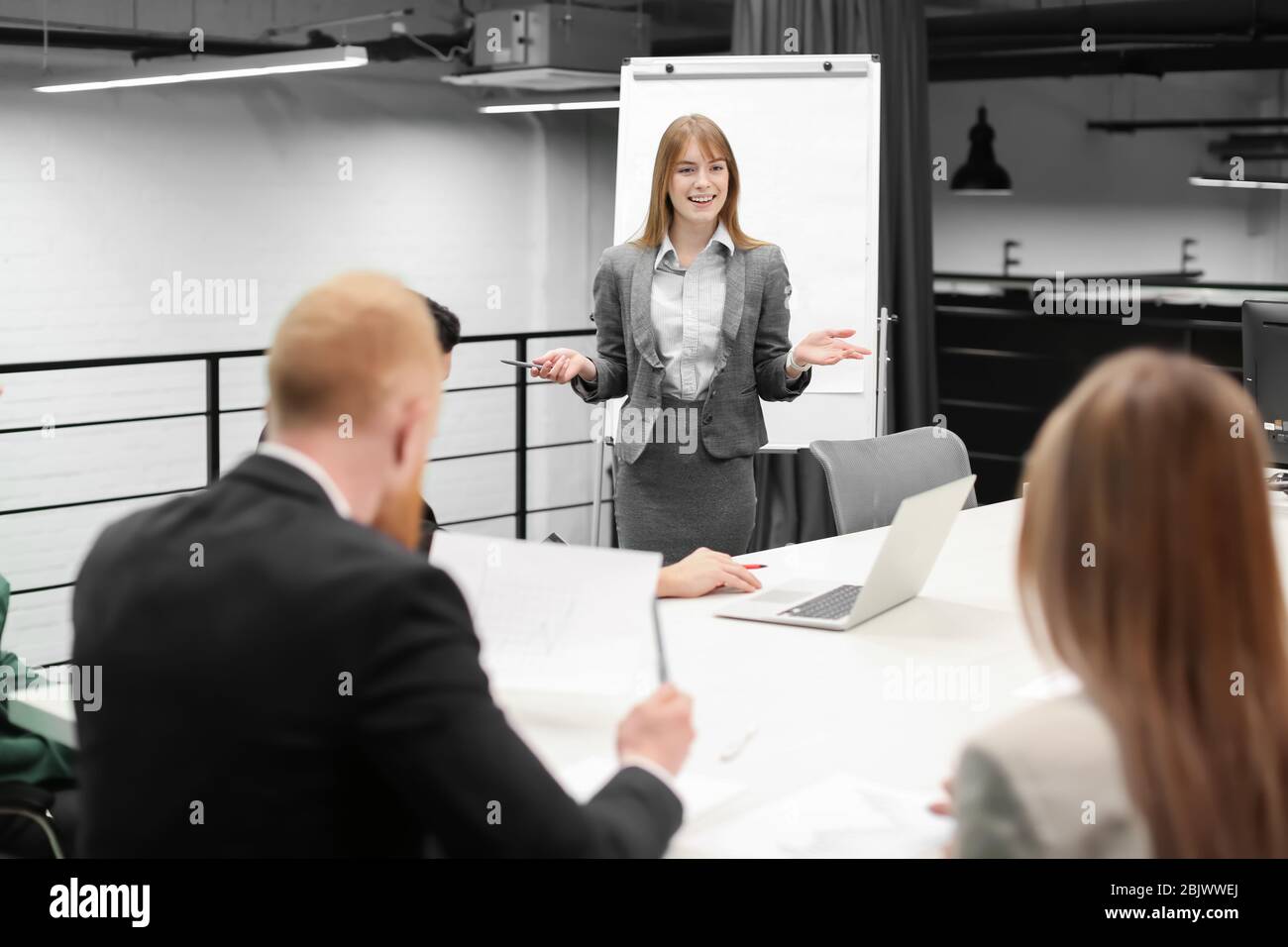 Office employees having meeting in conference room Stock Photo - Alamy