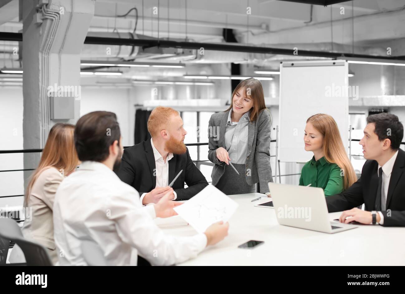 Office employees having meeting in conference room Stock Photo - Alamy