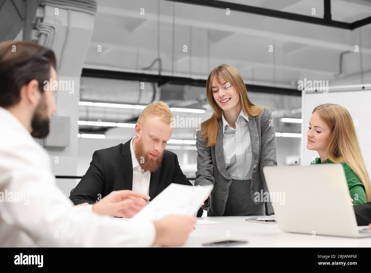 Office employees having meeting in conference room Stock Photo - Alamy