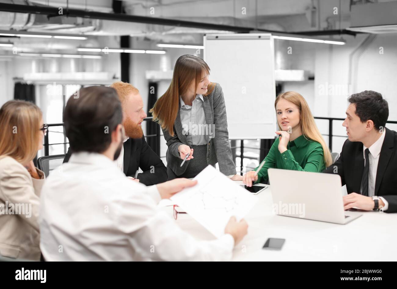Office employees having meeting in conference room Stock Photo - Alamy