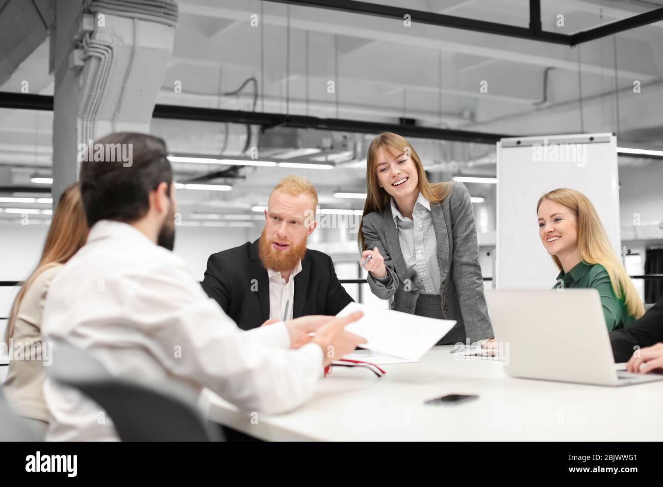 Office employees having meeting in conference room Stock Photo - Alamy