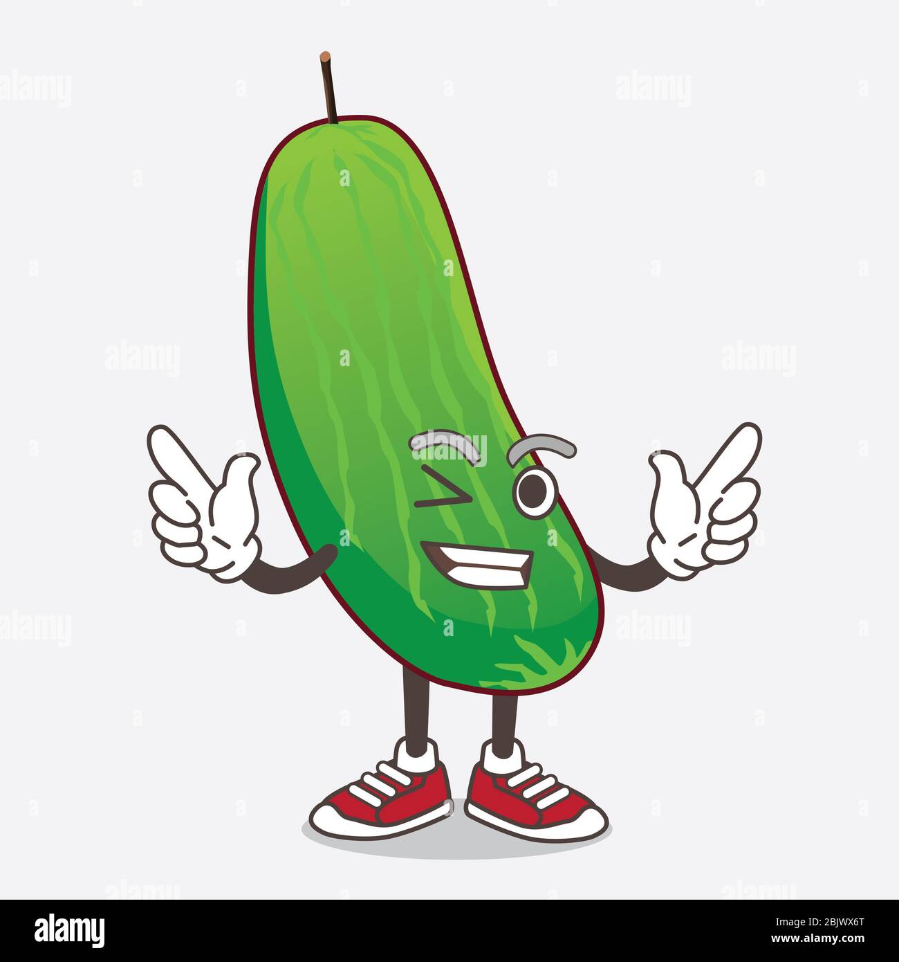 An illustration of Cucumber cartoon mascot character with Winking eye ...