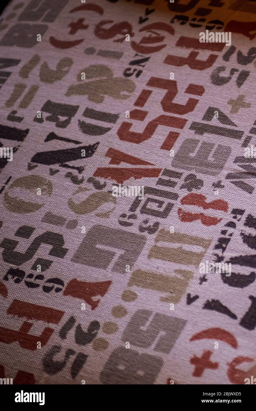 Number and letter print fabric texture background Stock Photo - Alamy