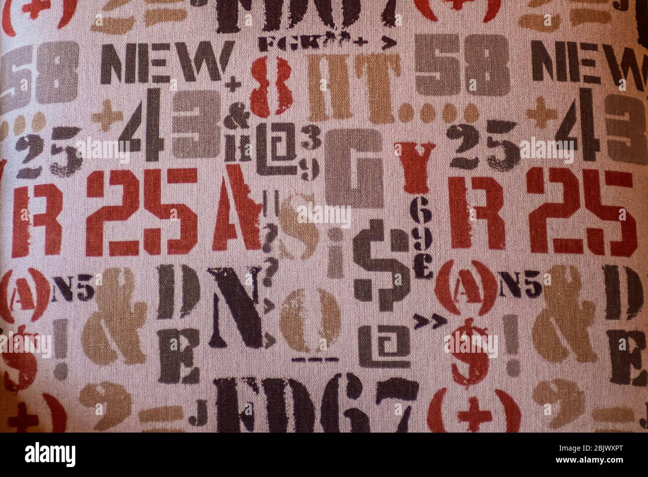 Number and letter print fabric texture background Stock Photo - Alamy