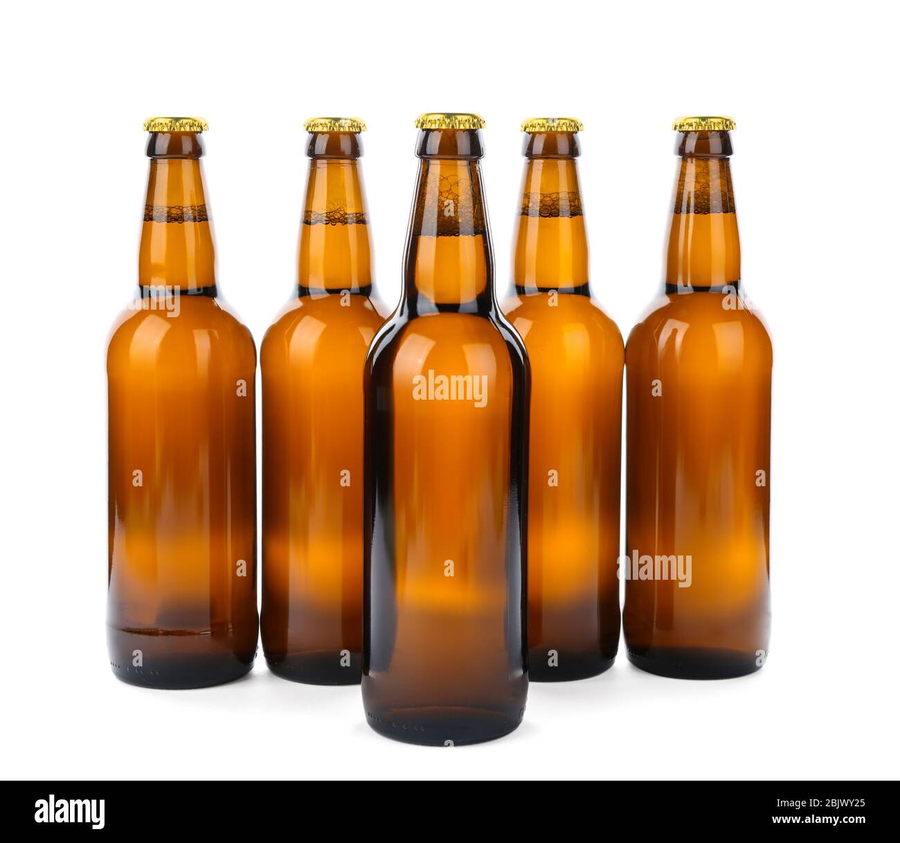 Glass bottles of beer isolated on white Stock Photo - Alamy