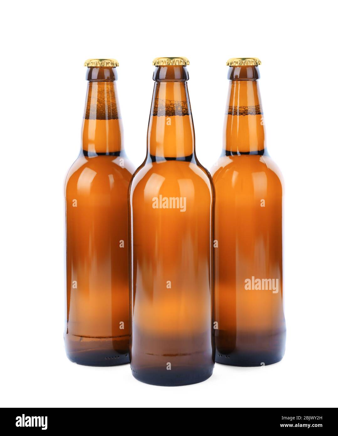 Glass bottles of beer isolated on white Stock Photo - Alamy
