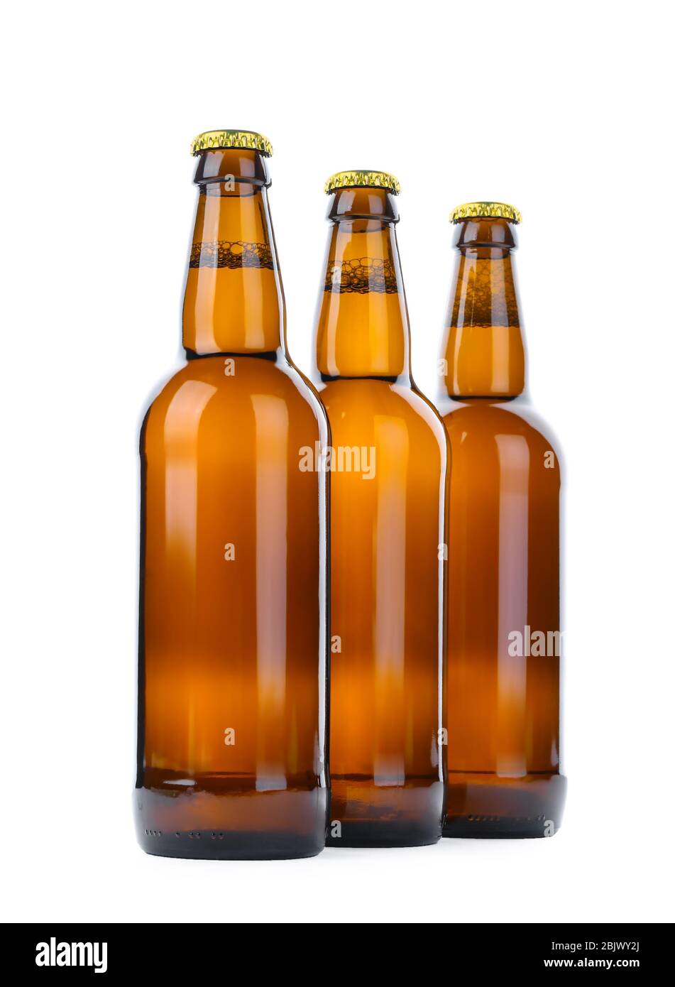 Glass bottles of beer isolated on white Stock Photo - Alamy