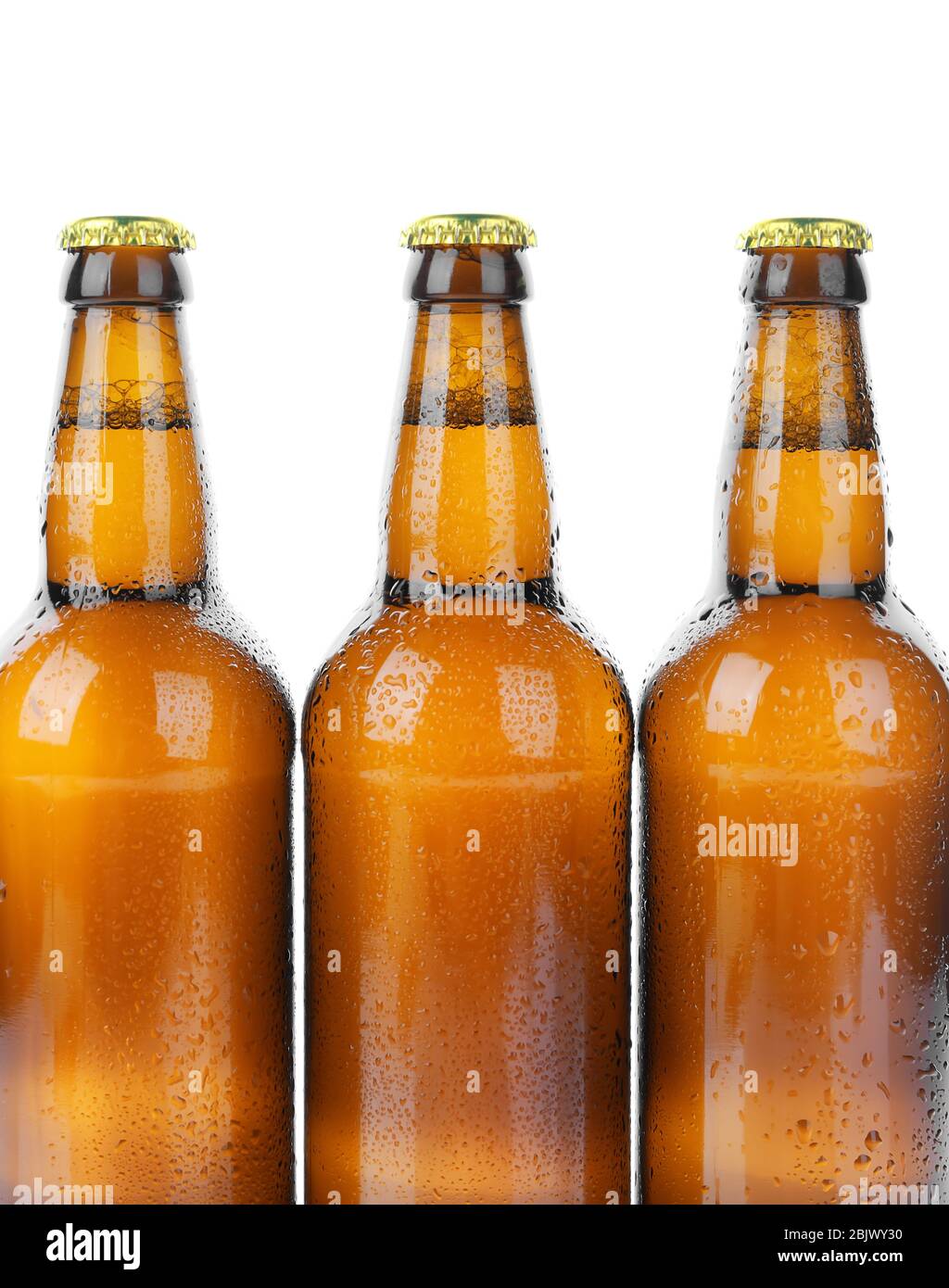Glass bottles of beer isolated on white Stock Photo - Alamy