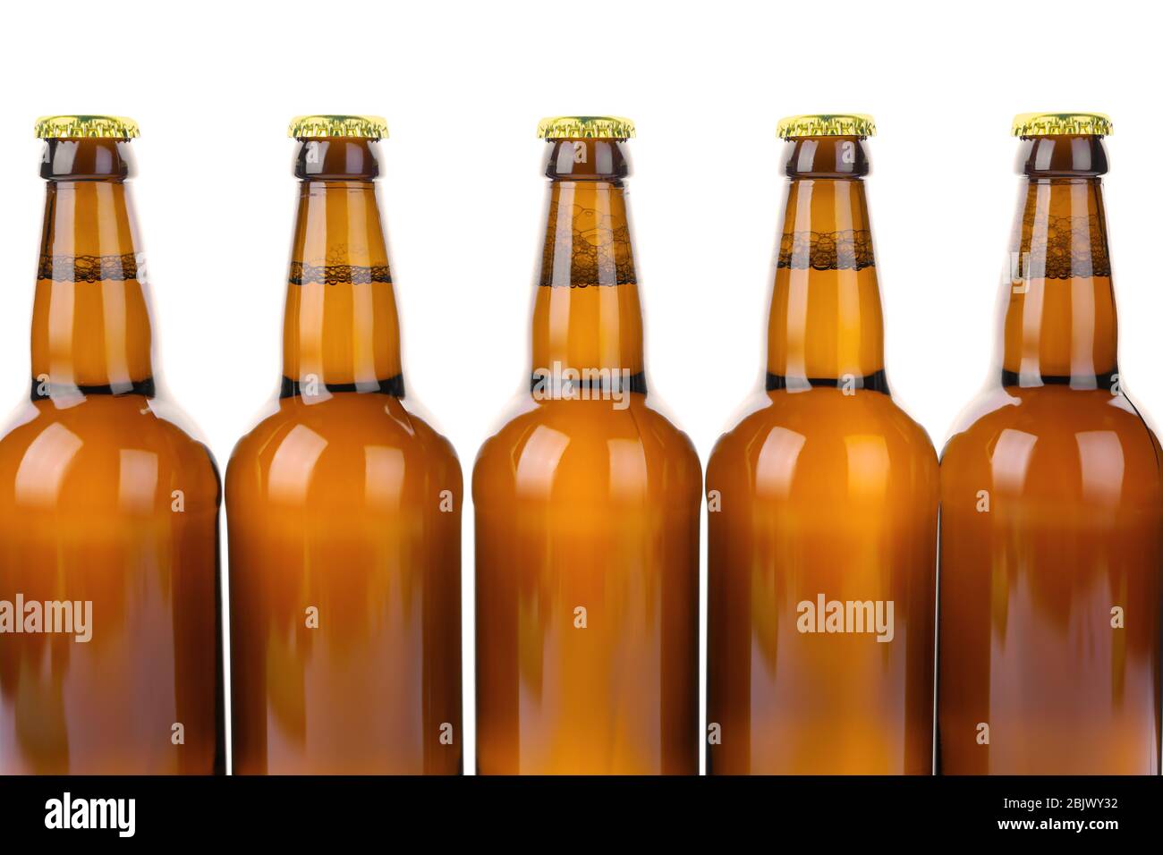 Glass bottles of beer isolated on white Stock Photo - Alamy