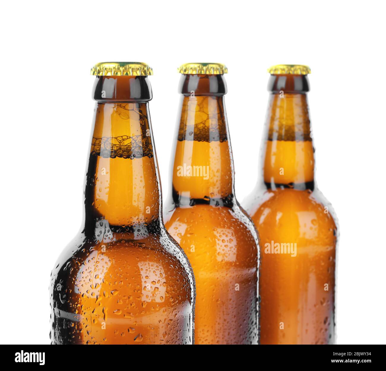 Glass bottles of beer isolated on white Stock Photo - Alamy