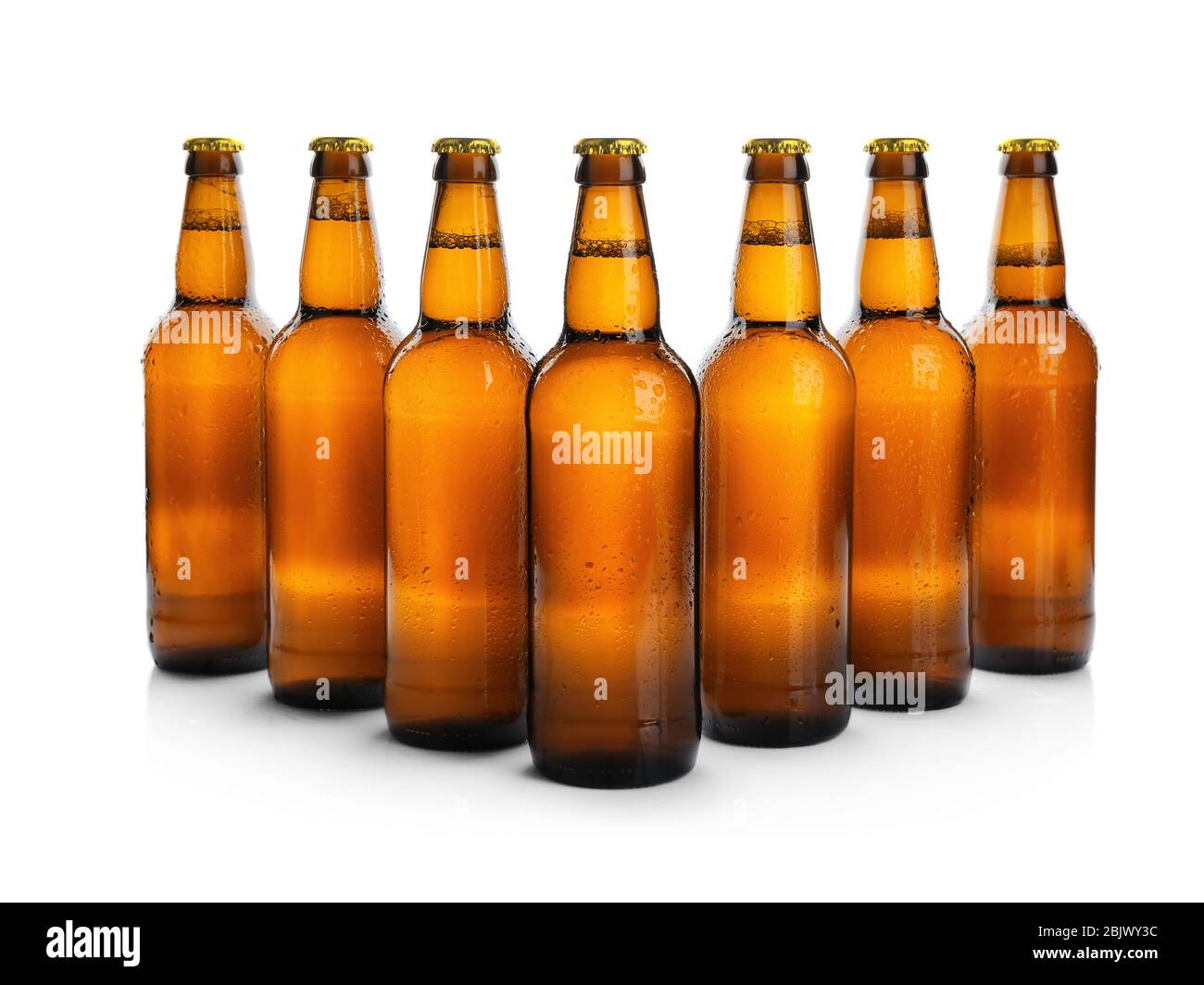 Glass bottles of beer isolated on white Stock Photo - Alamy