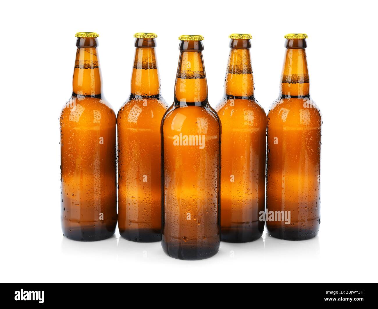 Glass bottles of beer isolated on white Stock Photo - Alamy