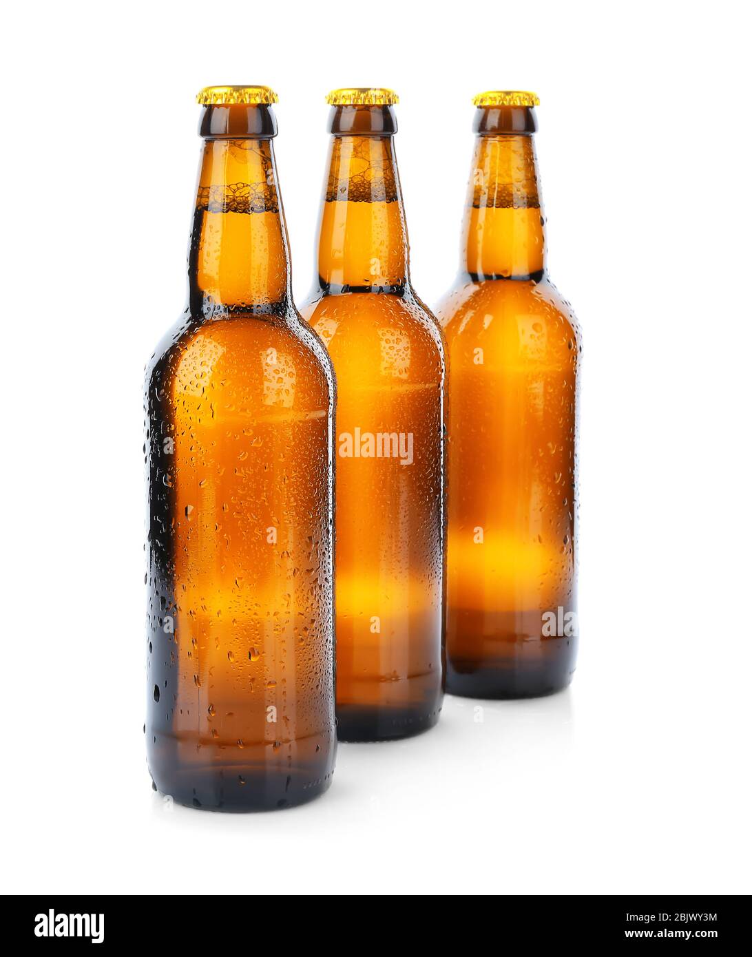 Glass bottles of beer isolated on white Stock Photo - Alamy