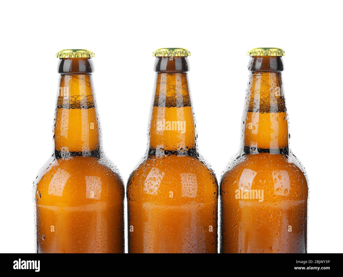 Glass bottles of beer isolated on white Stock Photo - Alamy