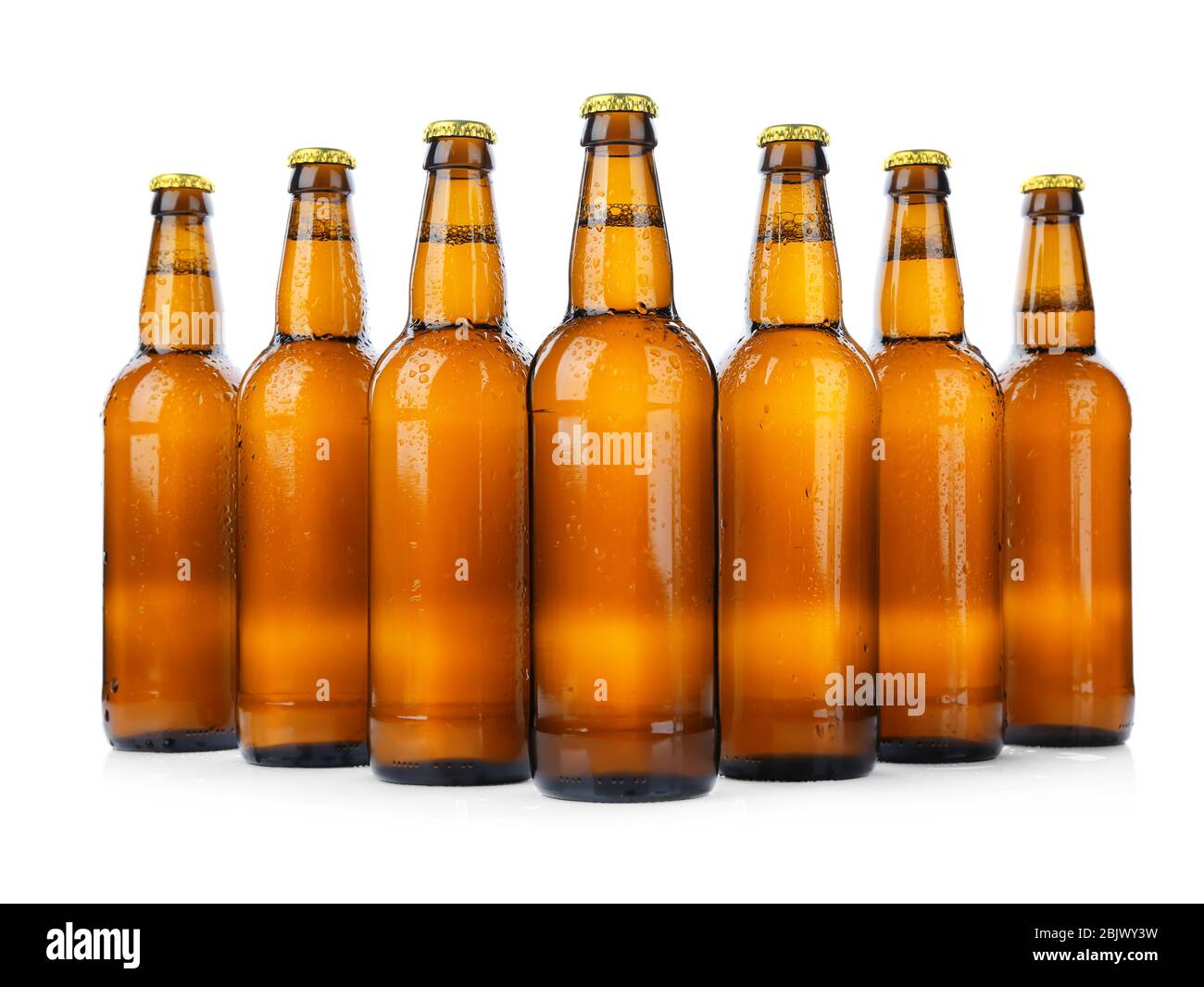 Glass bottles of beer isolated on white Stock Photo - Alamy