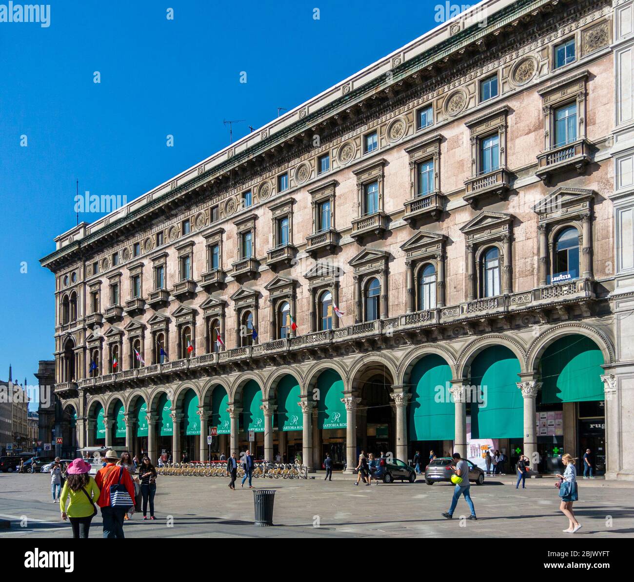 Ancient shopping arcade architecture in the city of Milan, Italy Stock ...
